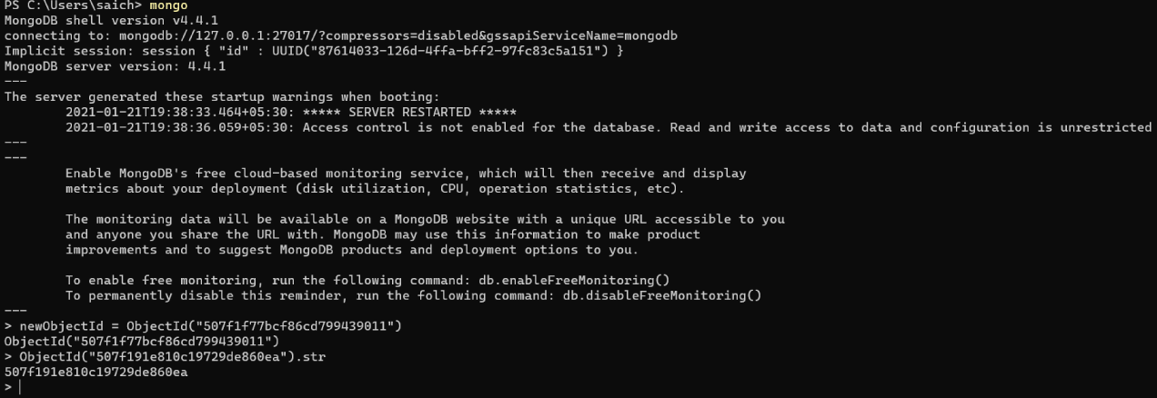 What is the usage of ObjectId in MongoDB and how to generate it manually?